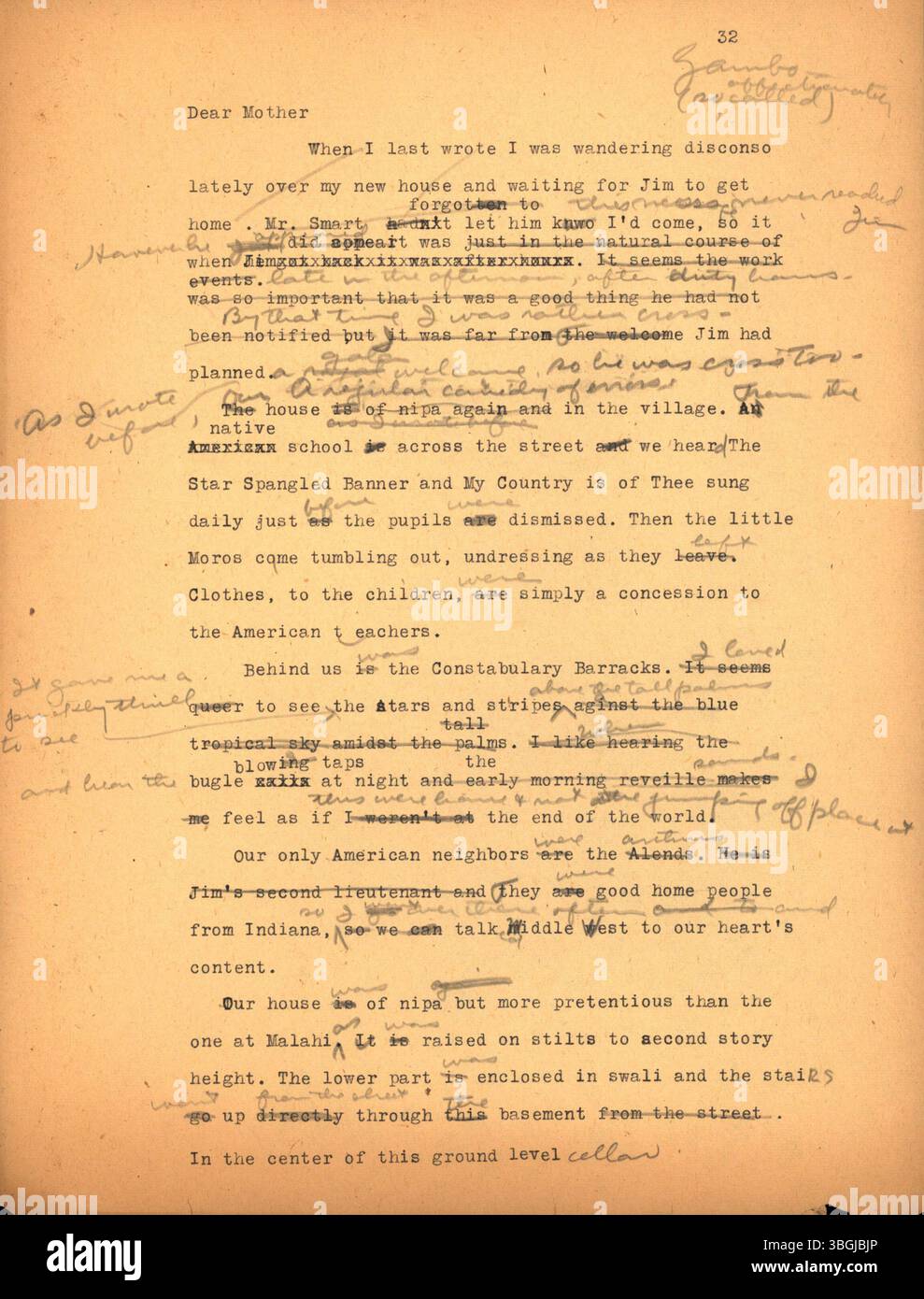 This is a typed and corrected draft letter by Volinda Lucy Henderson to ...