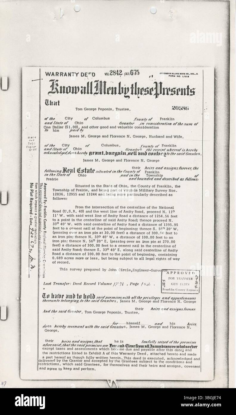 This abstract of title details the land ownership history for the ...
