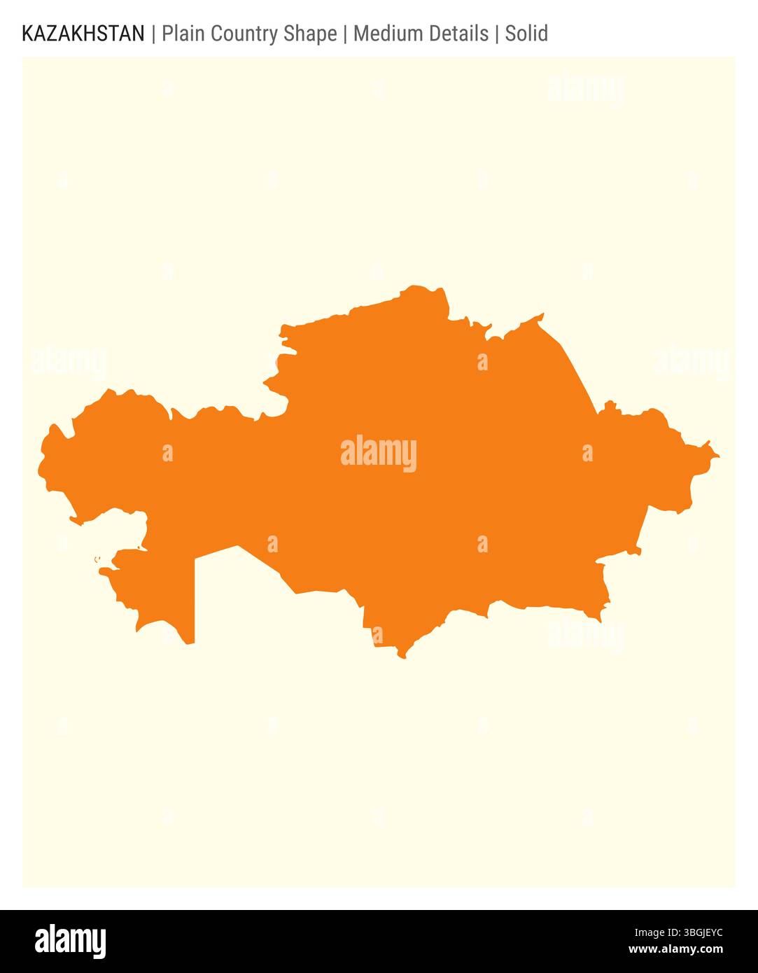 Kazakhstan plain country map. Medium details. Solid style. Shape of ...