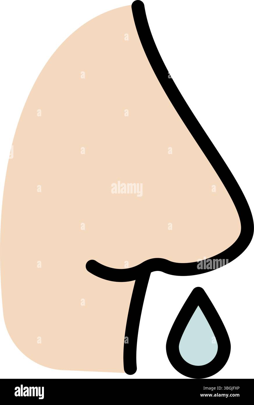 Runny Nose Outline Icon. Sinusitis Symptom, Snot, Allergy or Cold Pictogram. Nosebleed, Nasal ...