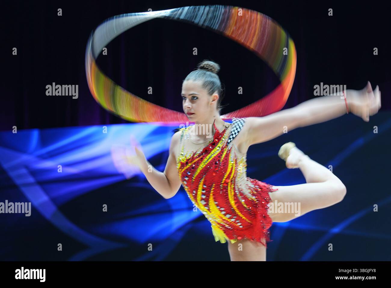 Fanni Pigniczki of Hungary performs with a hoop during senior ...