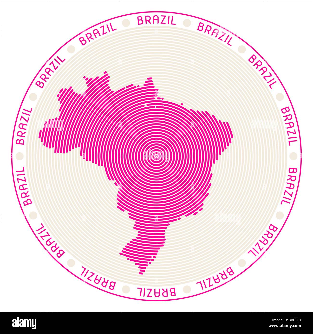 Brazil round logo design. Country shape built of rings. Brazil text ...