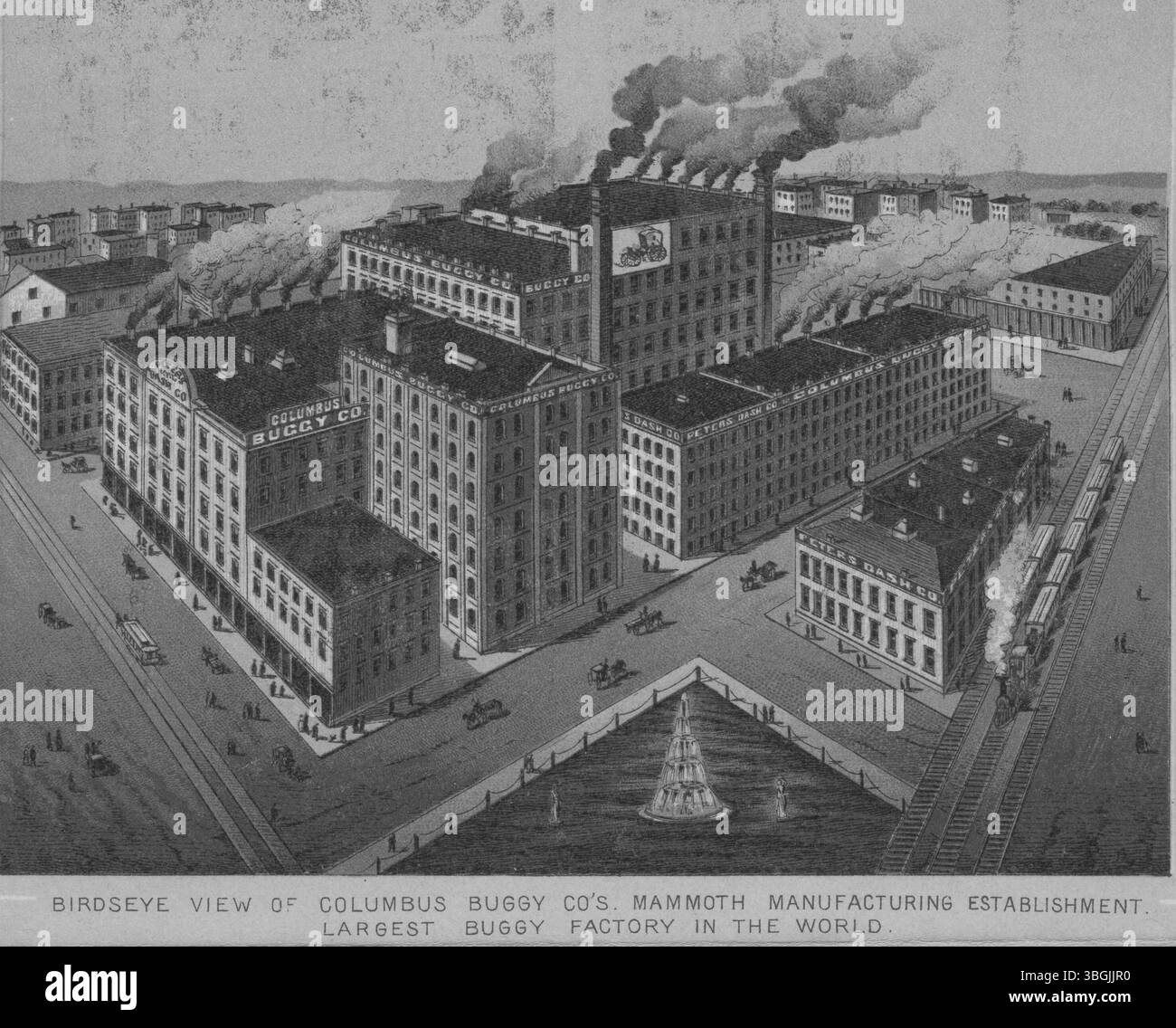 1893 engraving of the Columbus Buggy Company, founded in 1875. This ...