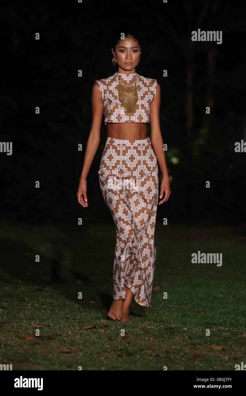 MIAMI BEACH, FLORIDA - JUNE 01: Model walks the runway at the Kene Kaya ...