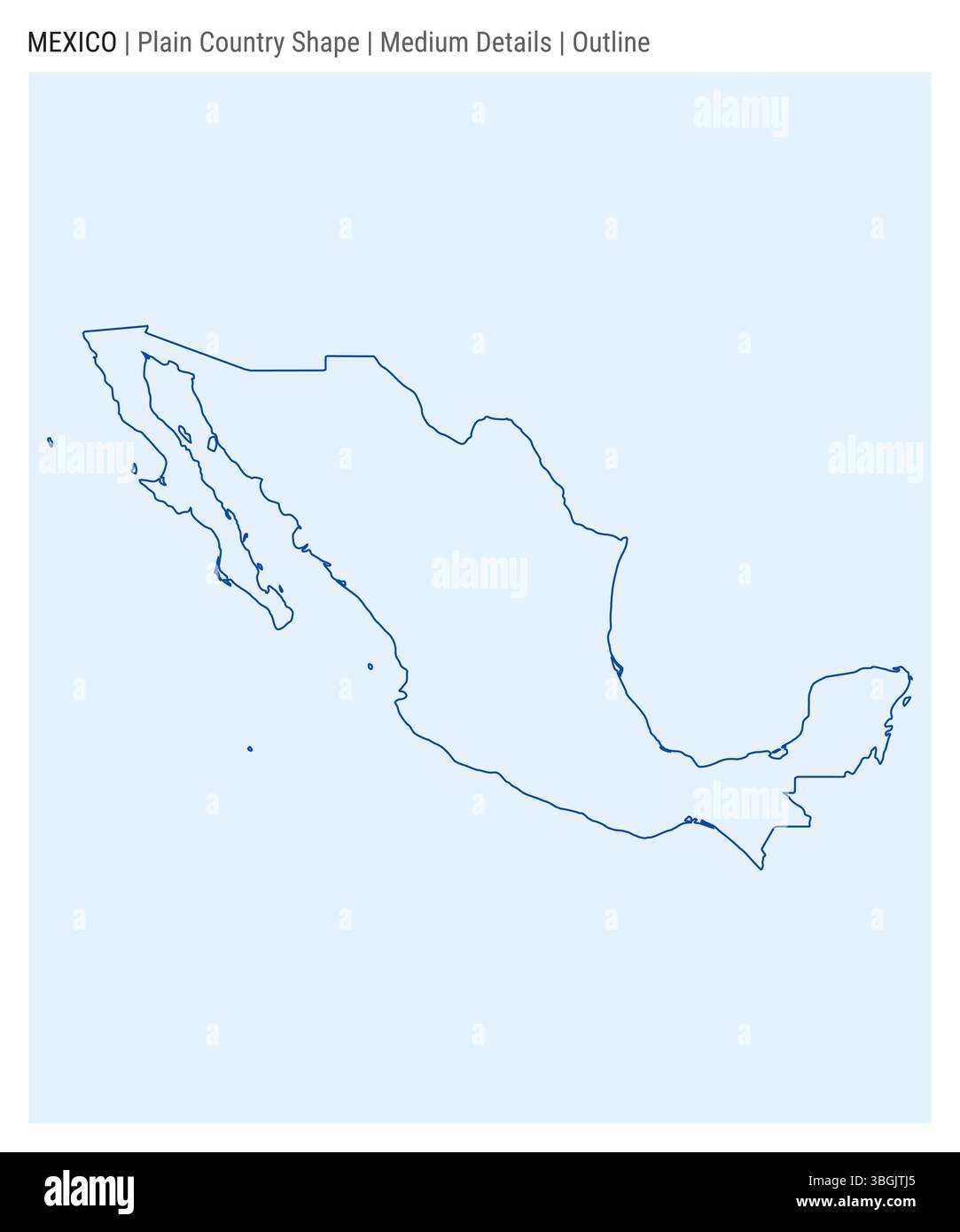 Mexico plain country map. Medium details. Outline style. Shape of ...