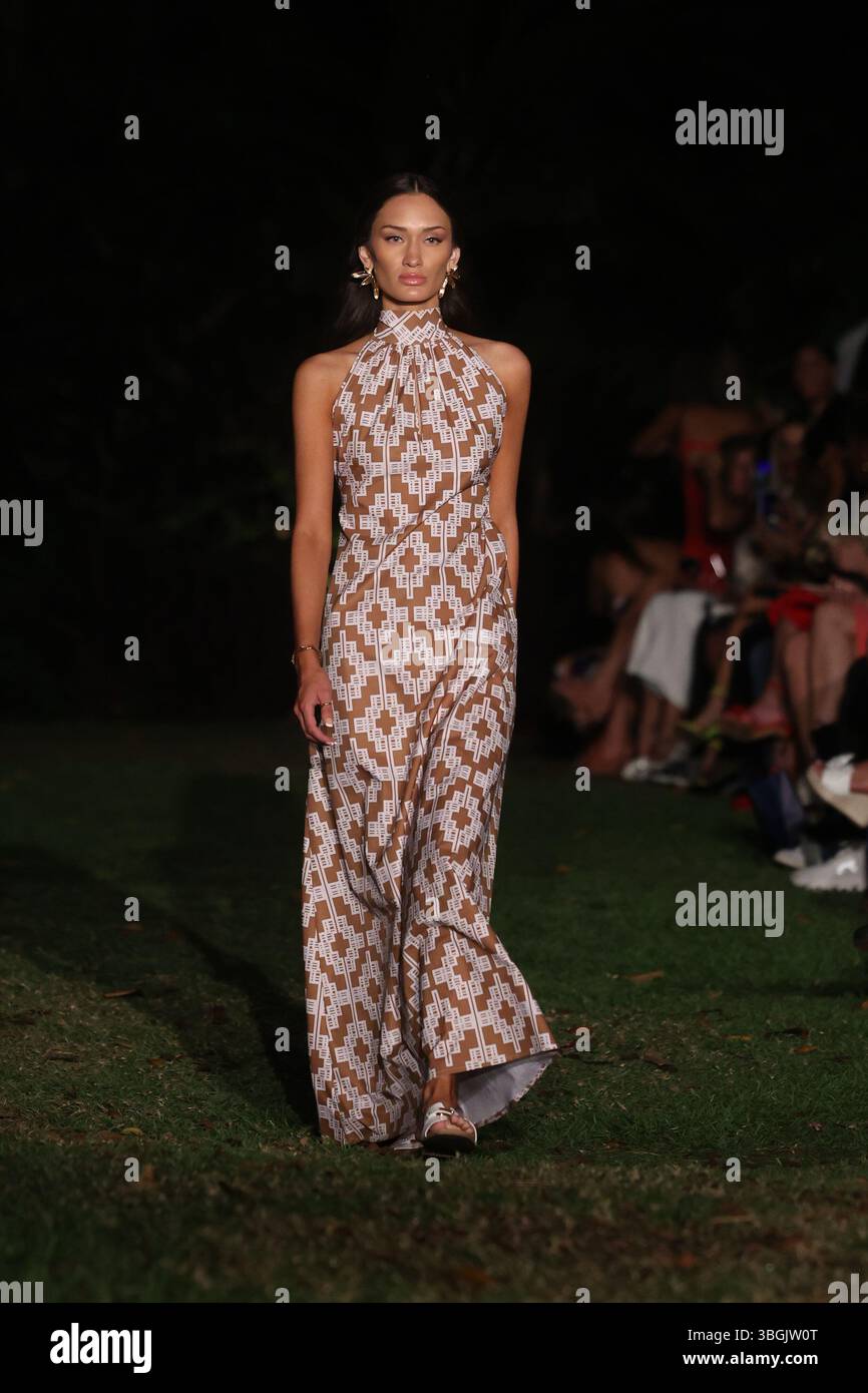 MIAMI BEACH, FLORIDA - JUNE 01: Model walks the runway at the Kene Kaya ...