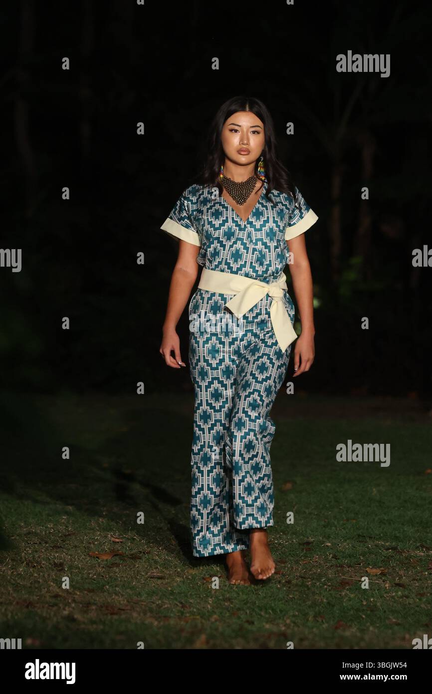 MIAMI BEACH, FLORIDA - JUNE 01: Model walks the runway at the Kene Kaya ...
