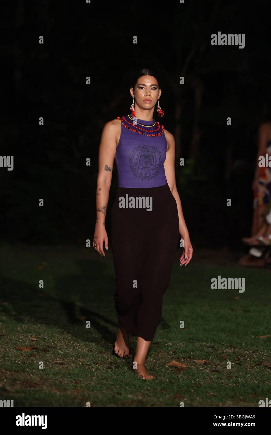 MIAMI BEACH, FLORIDA - JUNE 01: Model walks the runway at the Kene Kaya ...
