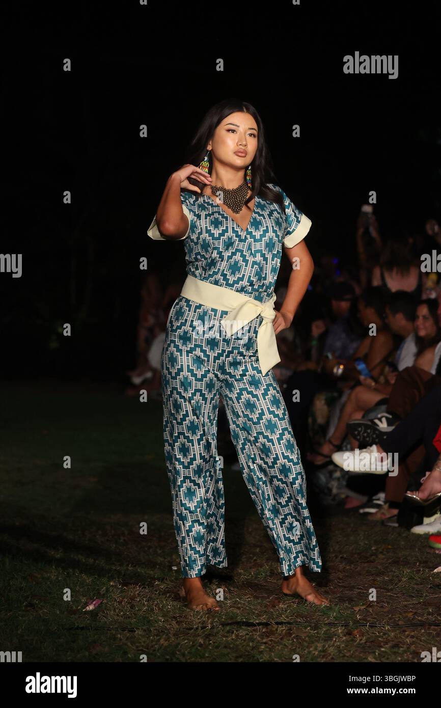 MIAMI BEACH, FLORIDA - JUNE 01: Model walks the runway at the Kene Kaya ...