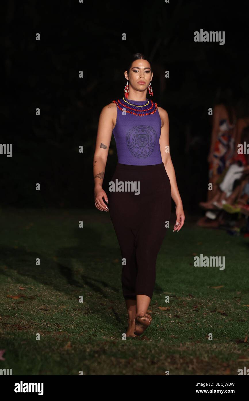 MIAMI BEACH, FLORIDA - JUNE 01: Model walks the runway at the Kene Kaya ...