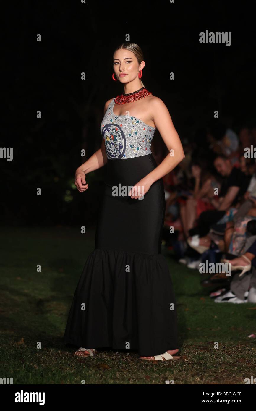 MIAMI BEACH, FLORIDA - JUNE 01: Model walks the runway at the Kene Kaya ...