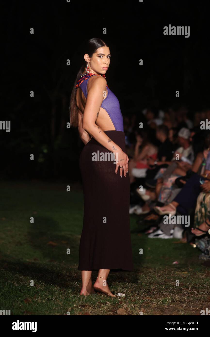 MIAMI BEACH, FLORIDA - JUNE 01: Model walks the runway at the Kene Kaya ...