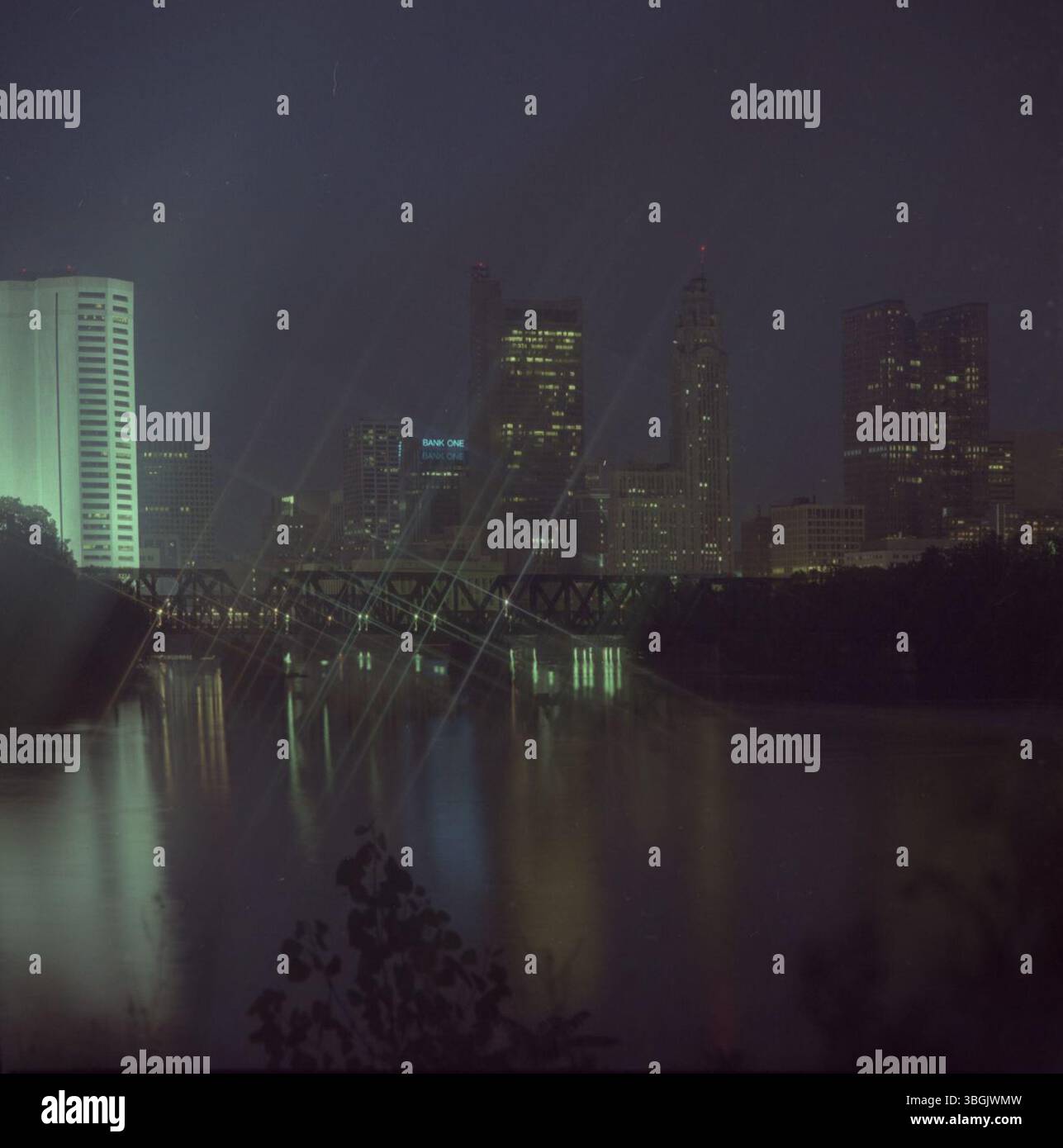 This 1985 photograph shows the downtown Columbus skyline at night, with ...