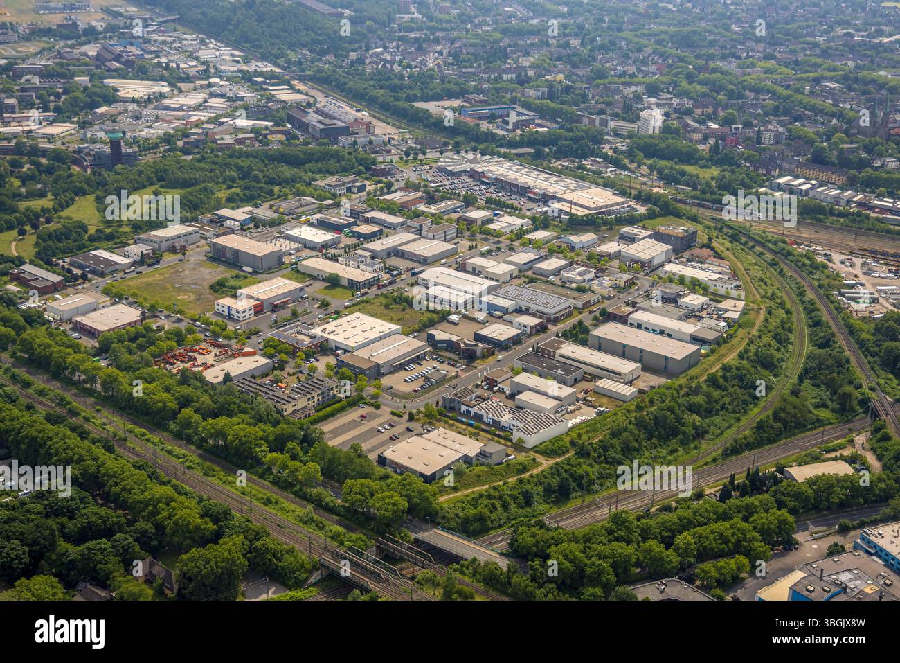 Luftbild, Gewerbegebiet Max-Planck-Ring, Oberhausen, Ruhrgebiet, Nordrhein-Westfalen ...