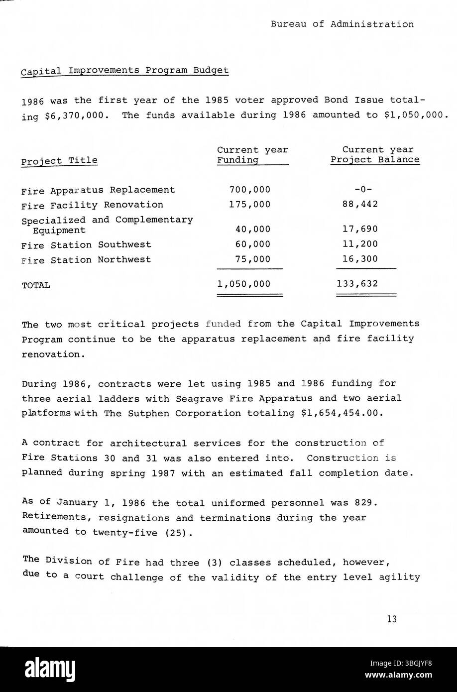 This 1986 report for the Columbus Division of Fire outlines key fire ...
