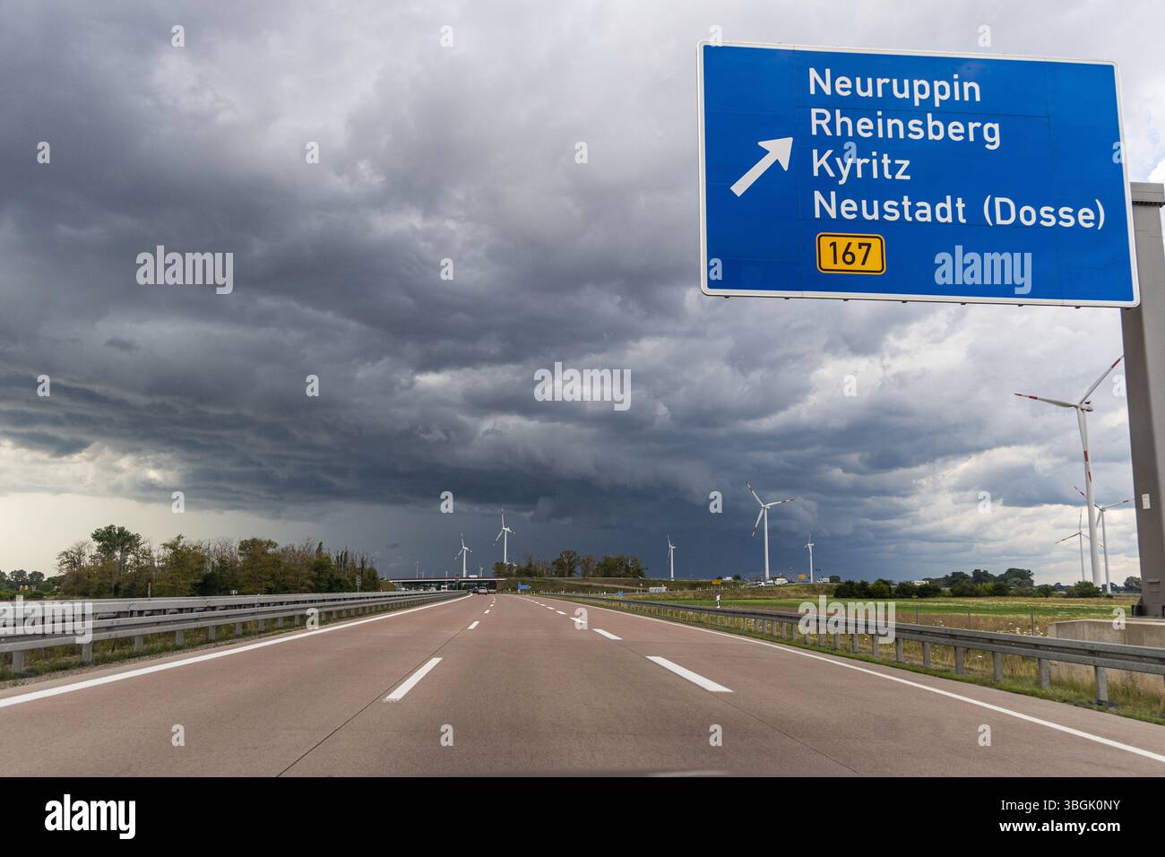 Storm Dark Clouds Over German Highway Stock Photo - Alamy