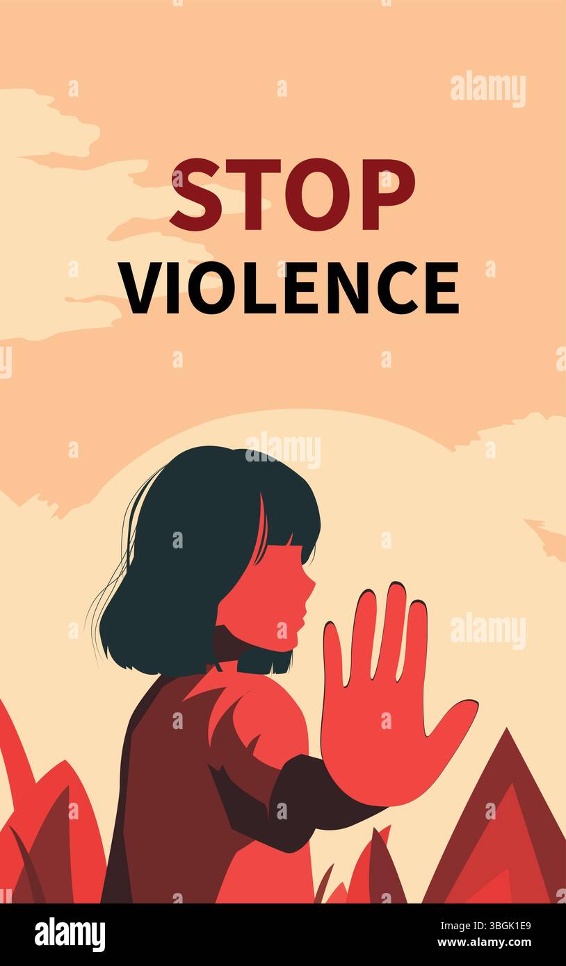 Illustrated awareness poster showing a woman with her hand raised in a ...