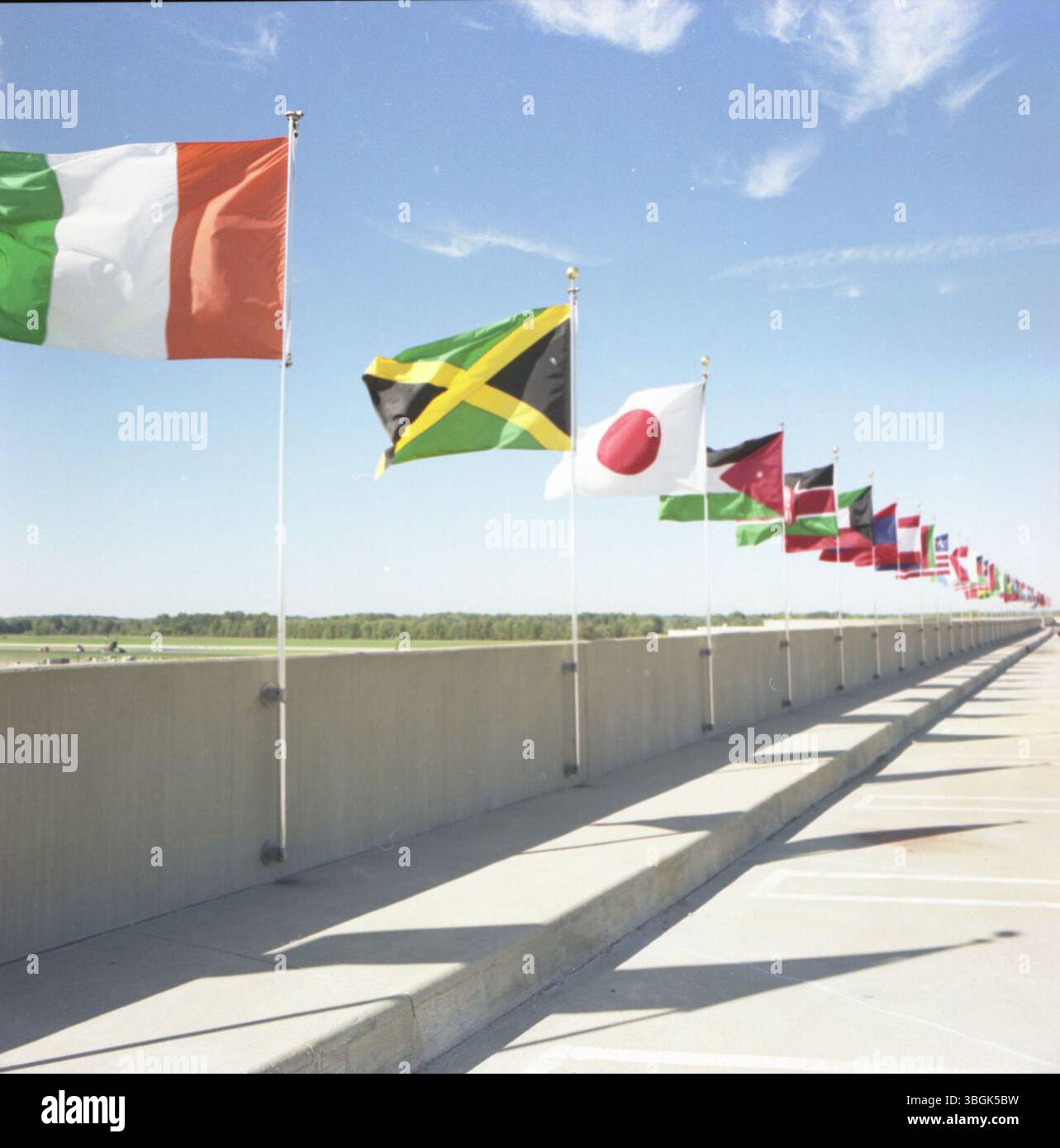 Photographs showing international flags flying from the Port Columbus ...