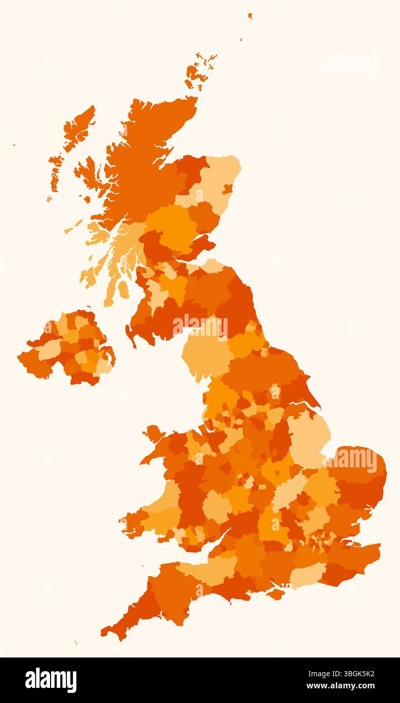 Map of United Kingdom with regions. Just a simple country border map ...