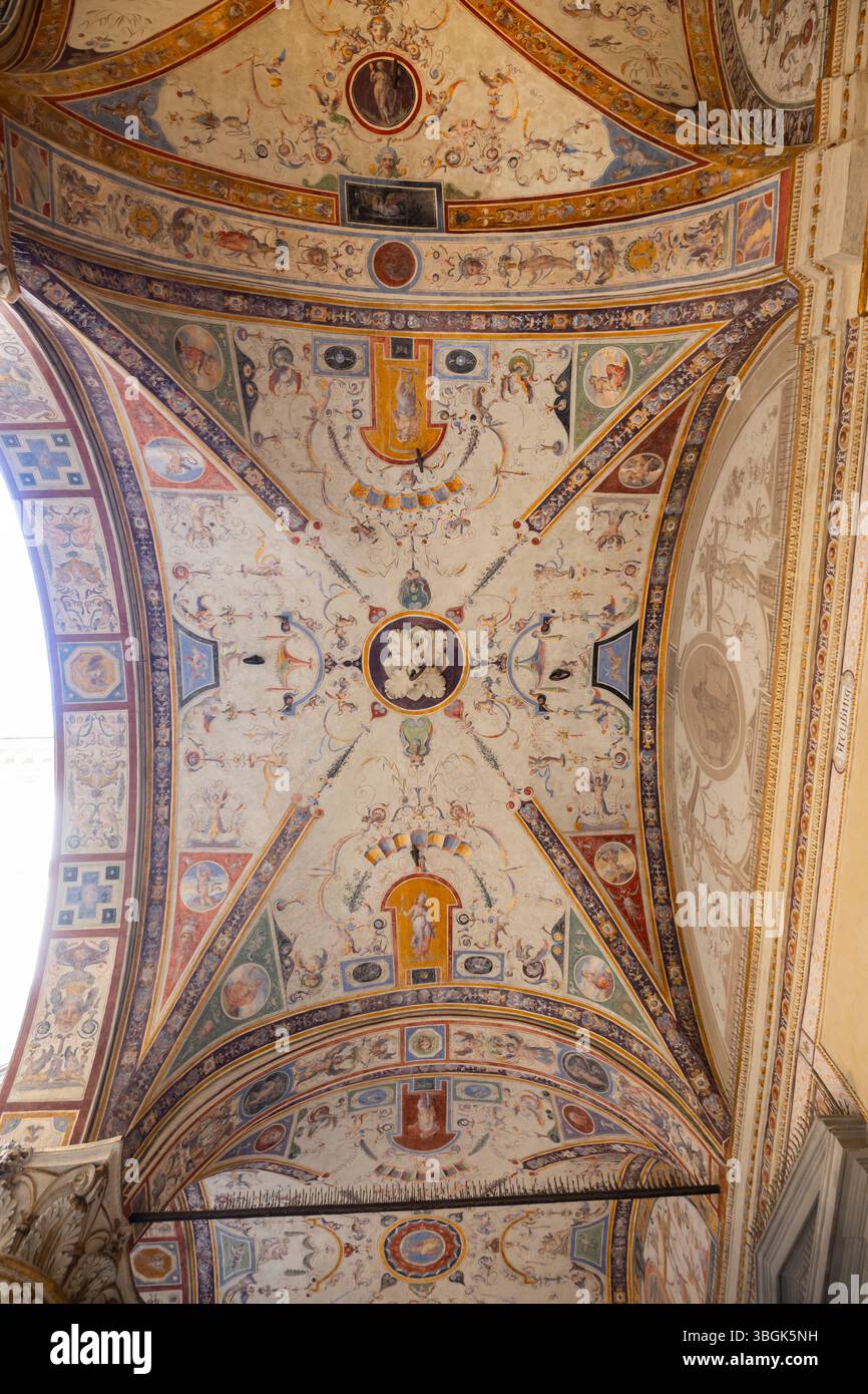 The courtyard of Palazzo Vecchio, Florence, wall paintings, UNESCO ...