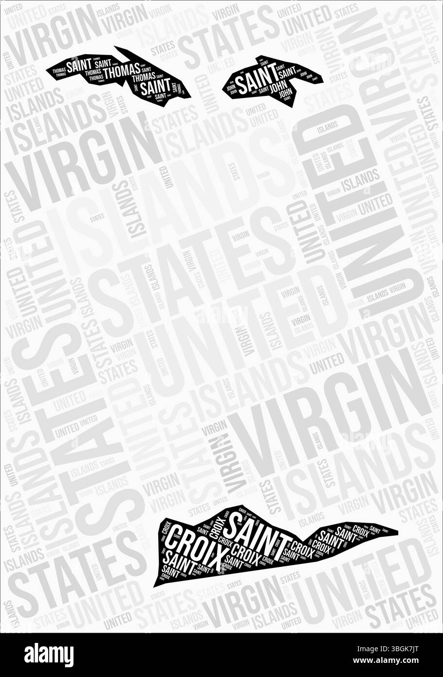 United States Virgin Islands regions map word cloud. United States ...