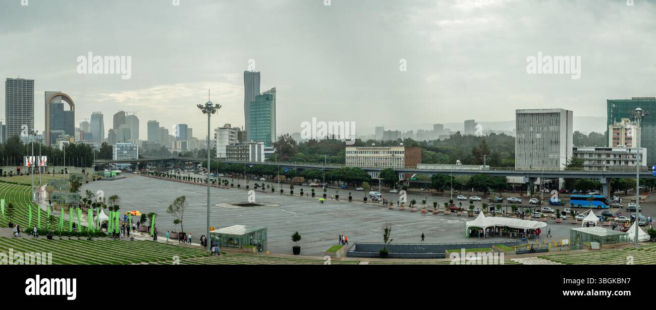 Central square with business district modern skyscrapers of the ...