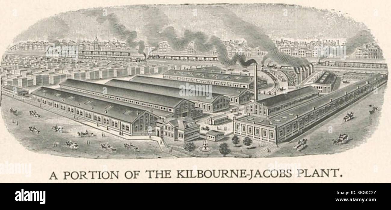 An engraving of the Kilbourne and Jacobs Manufacturing Company building ...