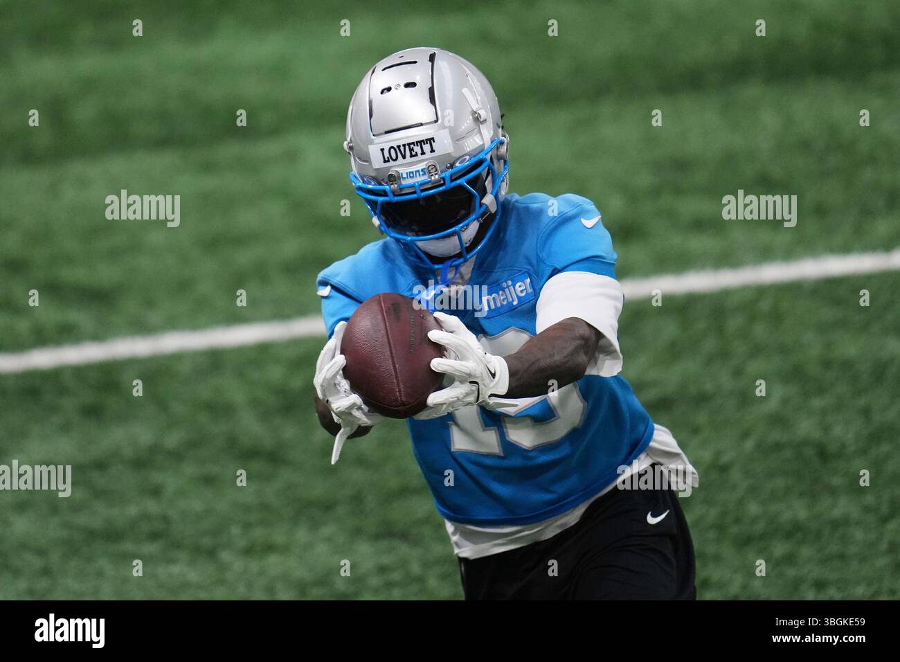 Detroit Lions wide receiver Dominic Lovett catches a pass during an NFL ...