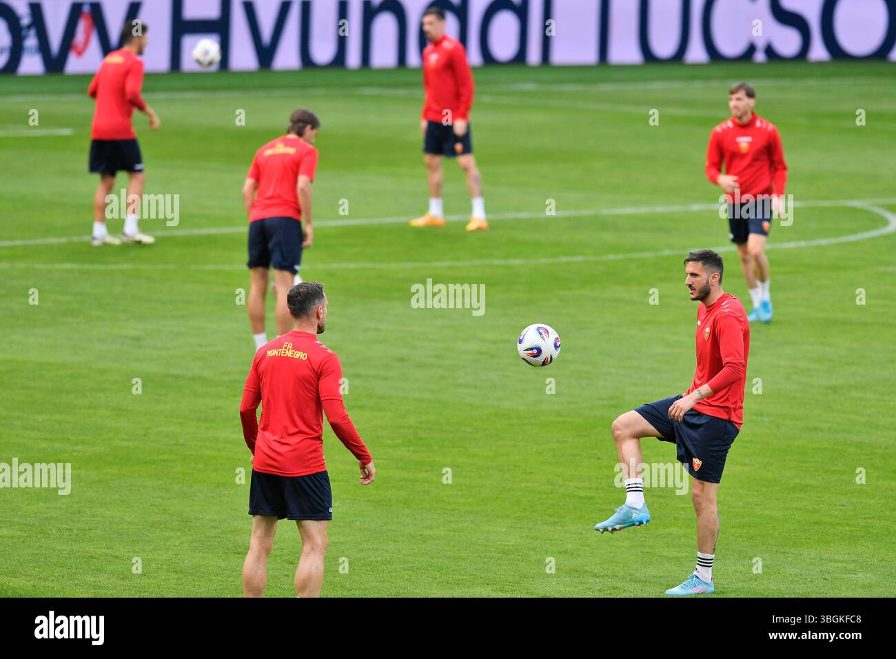 Montenegro team training session prior to tomorrow's Football World Cup ...