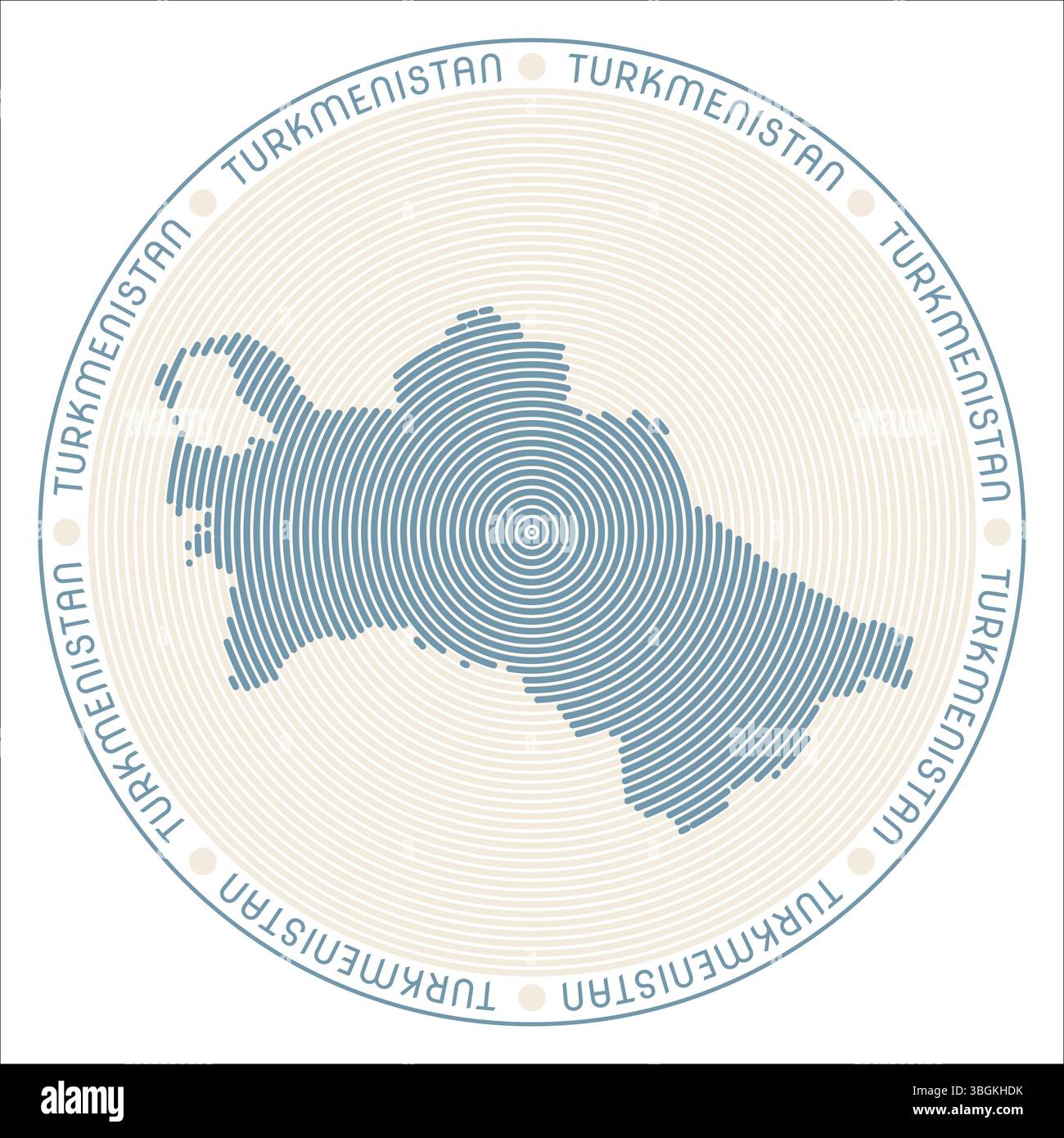 Turkmenistan round logo design. Country shape build of rings ...