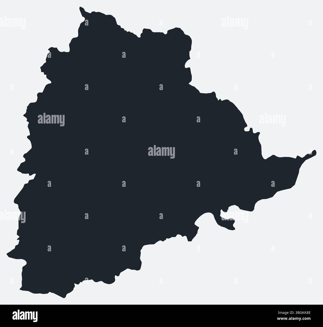Telangana map. Just a simple border map. Shape of the state. Flat blank ...
