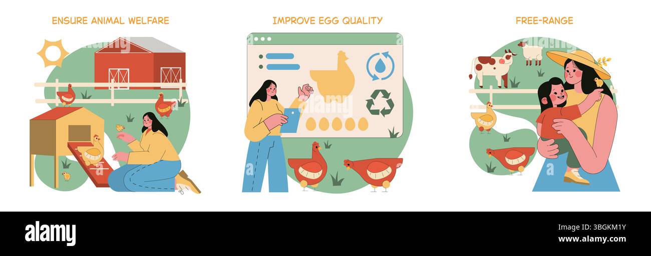 Egg Farm Illustration portrays sustainable farming practices ...