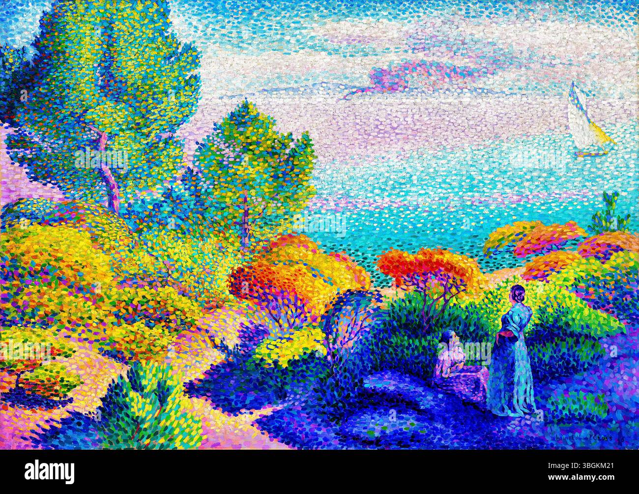 Two Women by the Shore, Mediterranean, 1896 by Henri-Edmond Cross – Neo-Impressionist Coastal ...