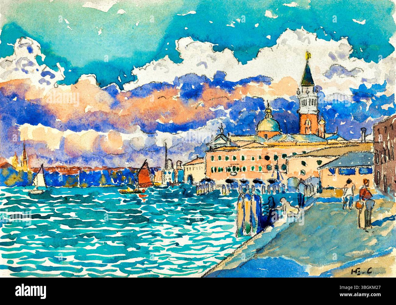 Henri-Edmond Cross - Venice, 1903, Neo-Impressionist Canal Scene, Fine Art Print, Public Domain ...