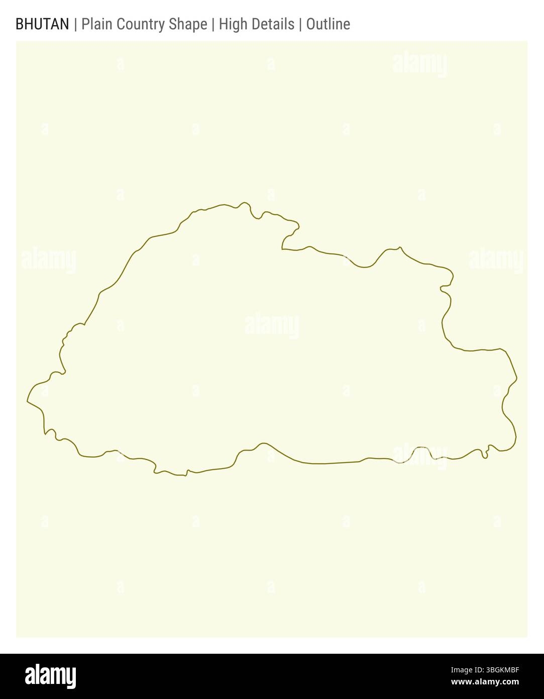 Bhutan plain country map. High details. Outline style. Shape of Bhutan. Vector illustration ...