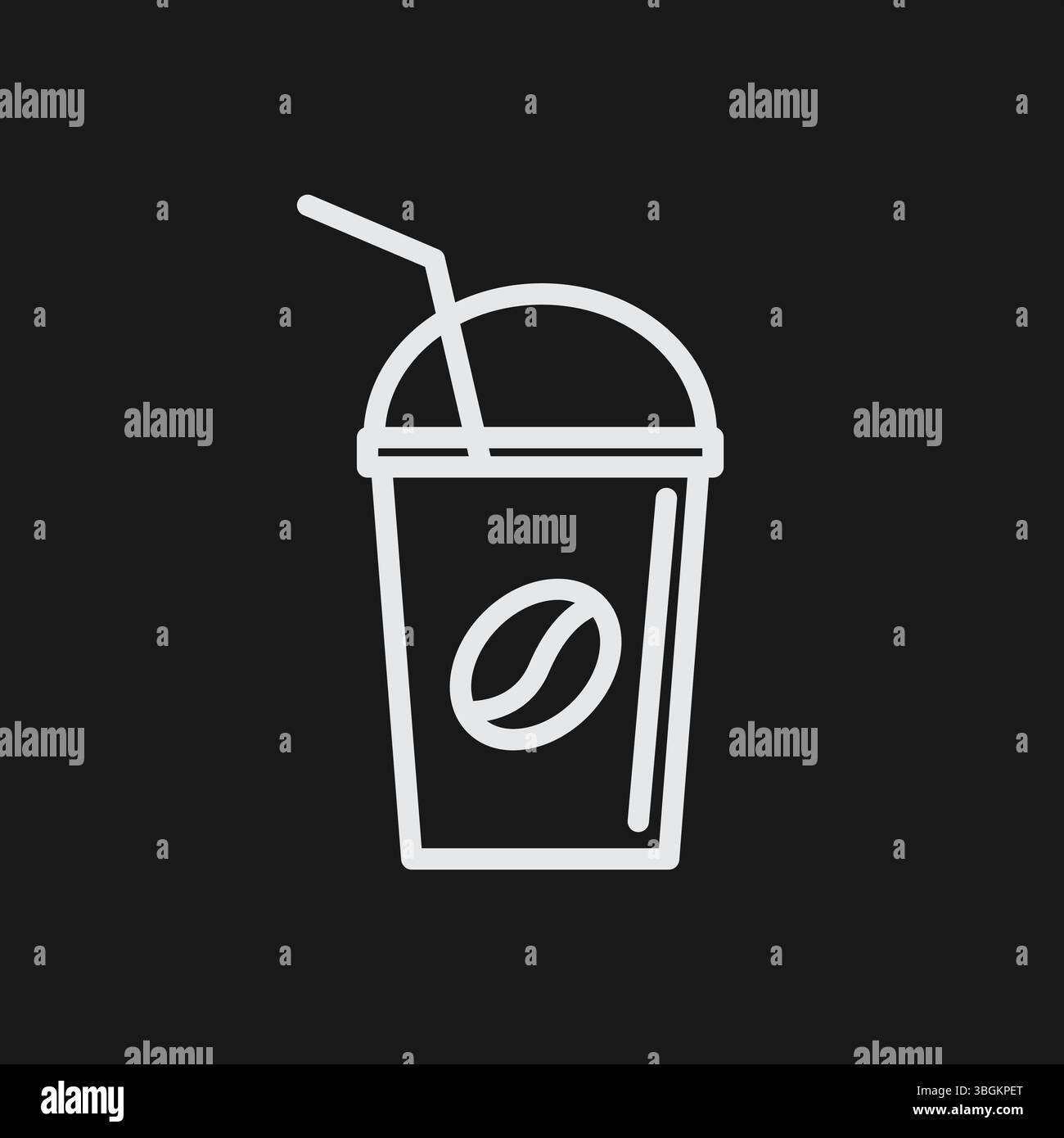 Iced Coffee Cup with Straw and Coffee Bean Logo on Black Background ...