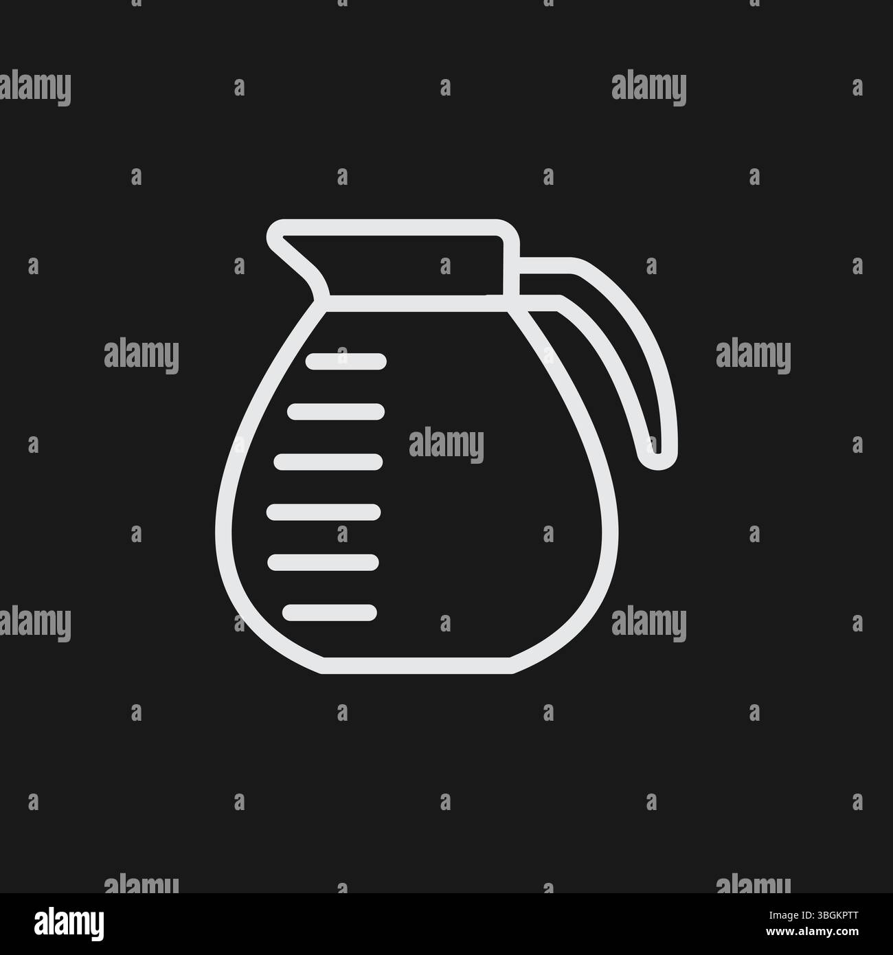 Coffee Pot or Jug with Measurement Lines on Black Background ...