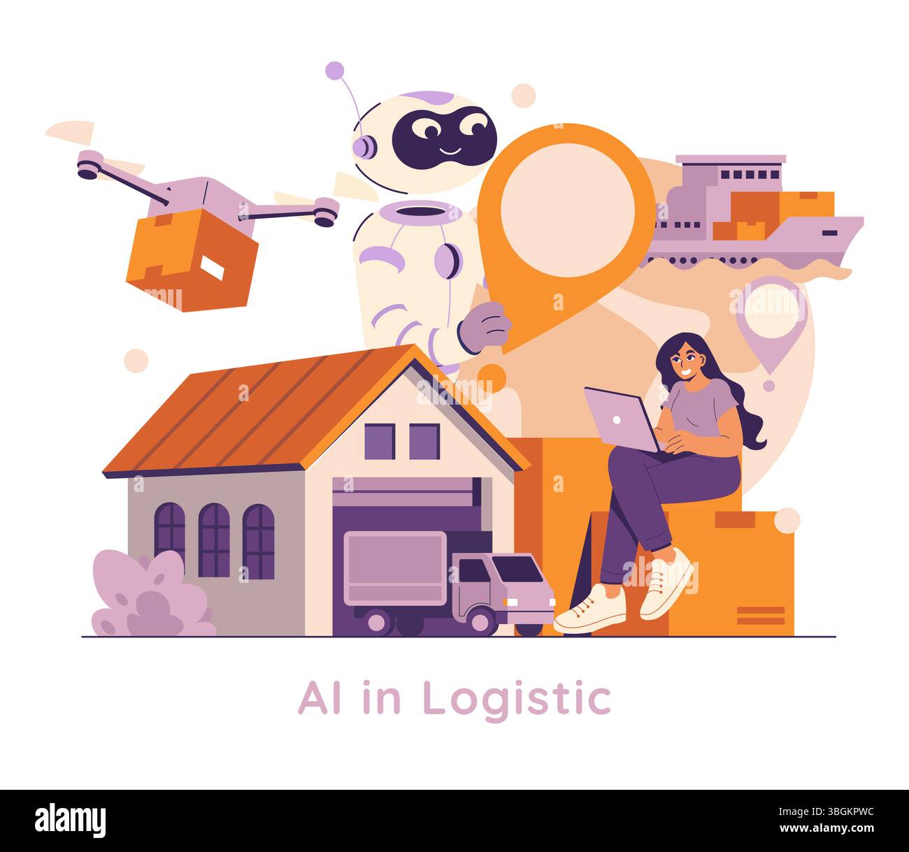 AI in logistics revolutionizes supply chain management through technology integration. Drones ...