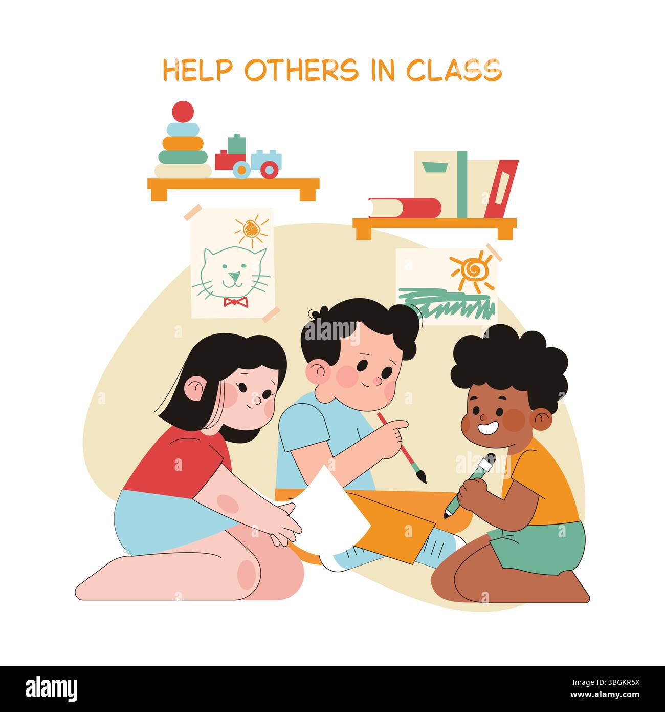 Children engaged in collaborative activities in a classroom setting ...