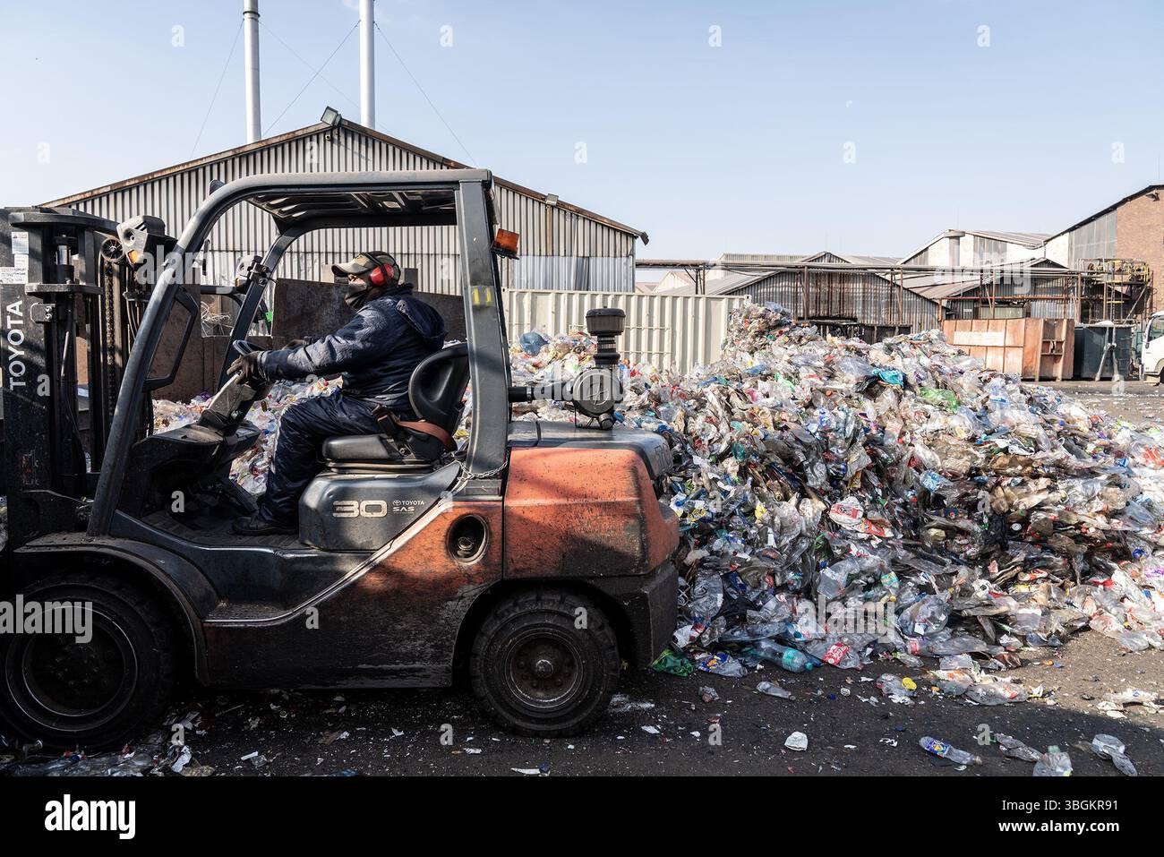 Wadeville, South Africa. 5th June, 2025. A worker drives a forklift ...