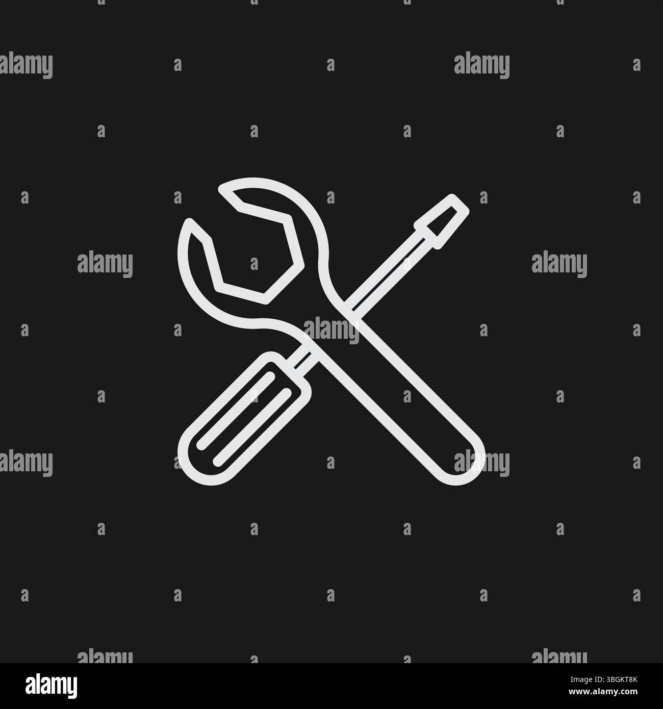 Crossed Wrench and Screwdriver on Black Background, Representing Tools ...