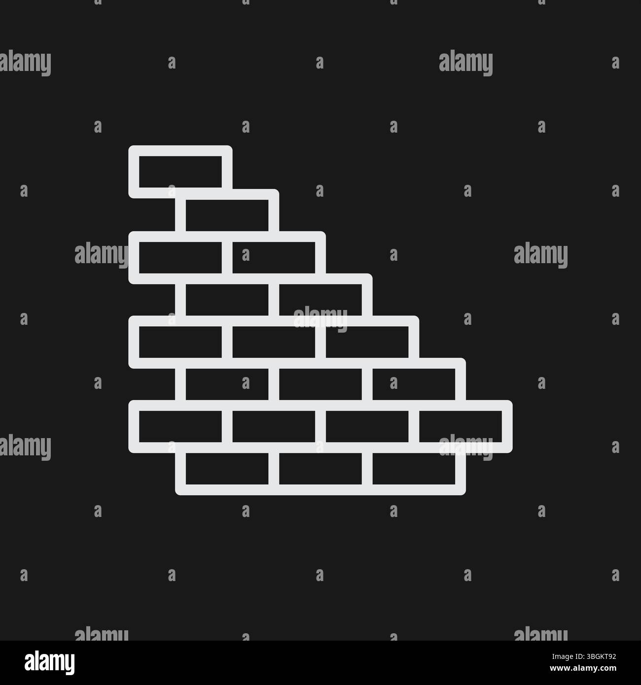 Brick Wall Section on Black Background, Representing Construction ...