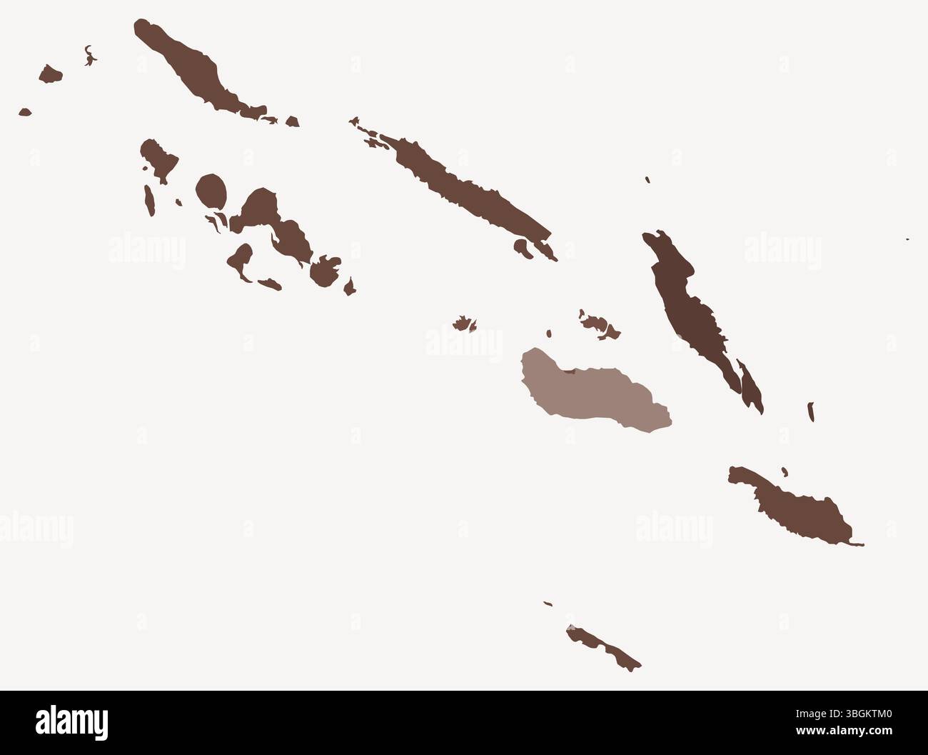 Map of Solomon Islands with regions. Just a simple country border map ...