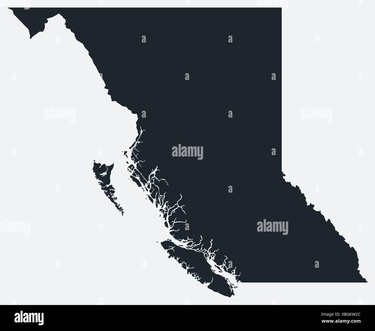 British Columbia map. Just a simple border map. Shape of the province. Flat blank British ...