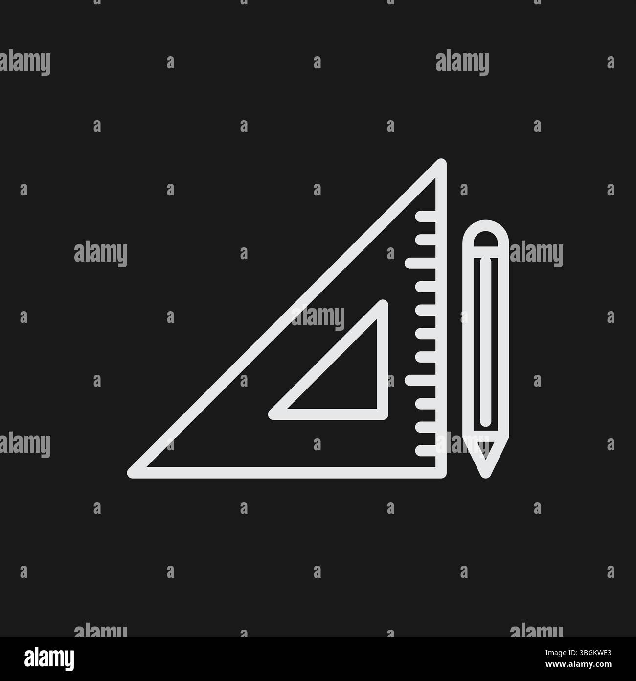 Triangle Ruler and Pencil on Black Background, Representing Drawing ...