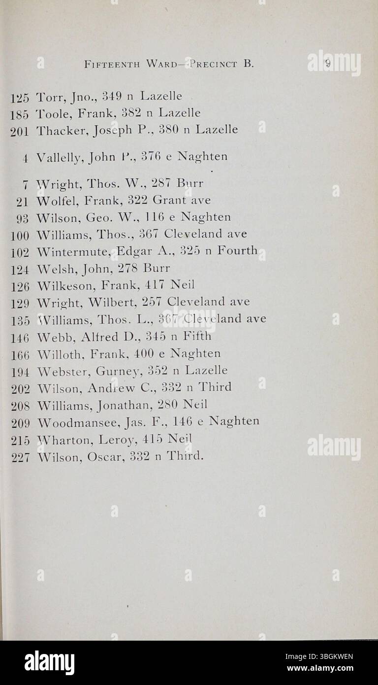 A 1894 electoral register from Columbus, detailing electors organized ...