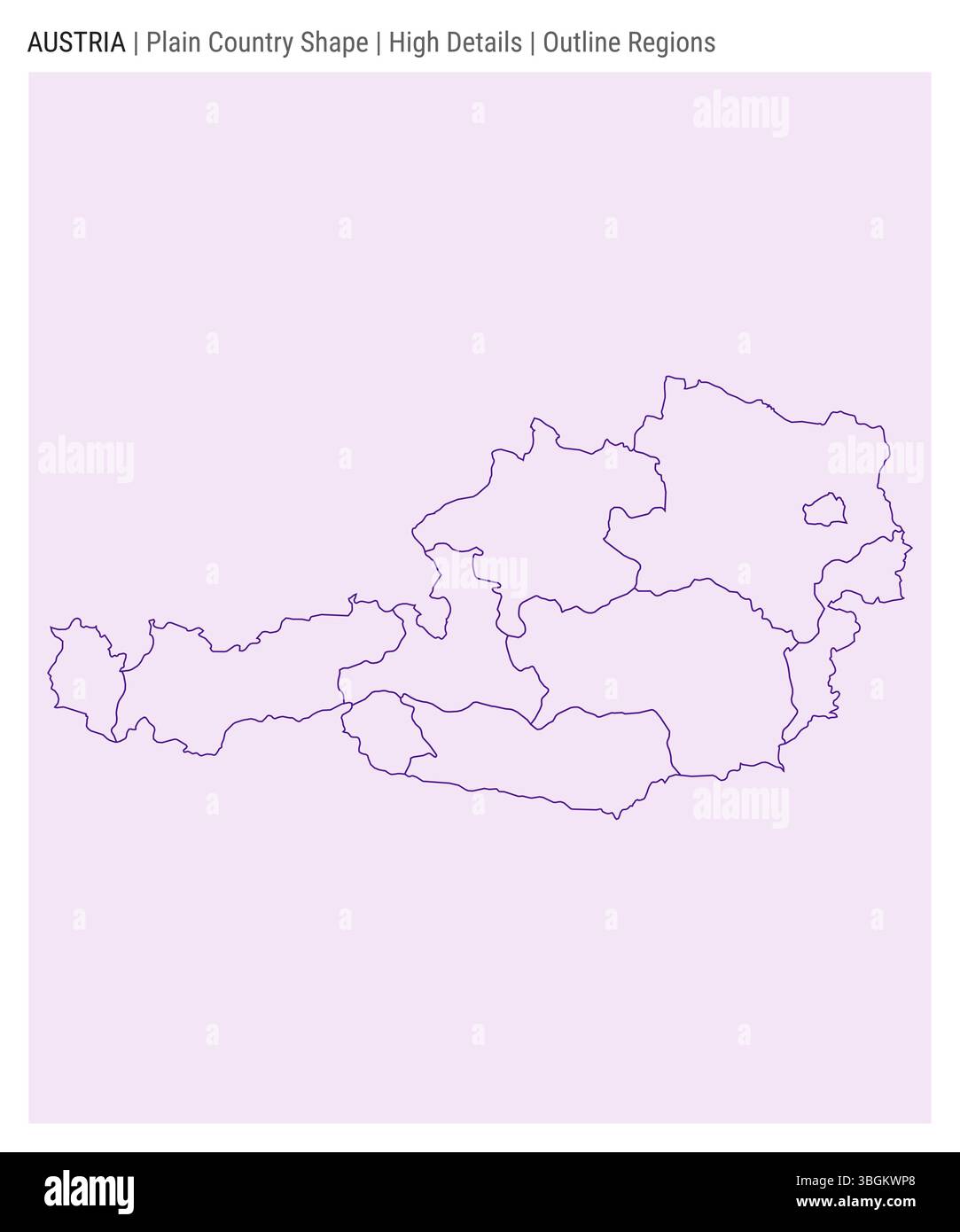 Austria plain country map. High Details. Outline Regions style. Shape ...