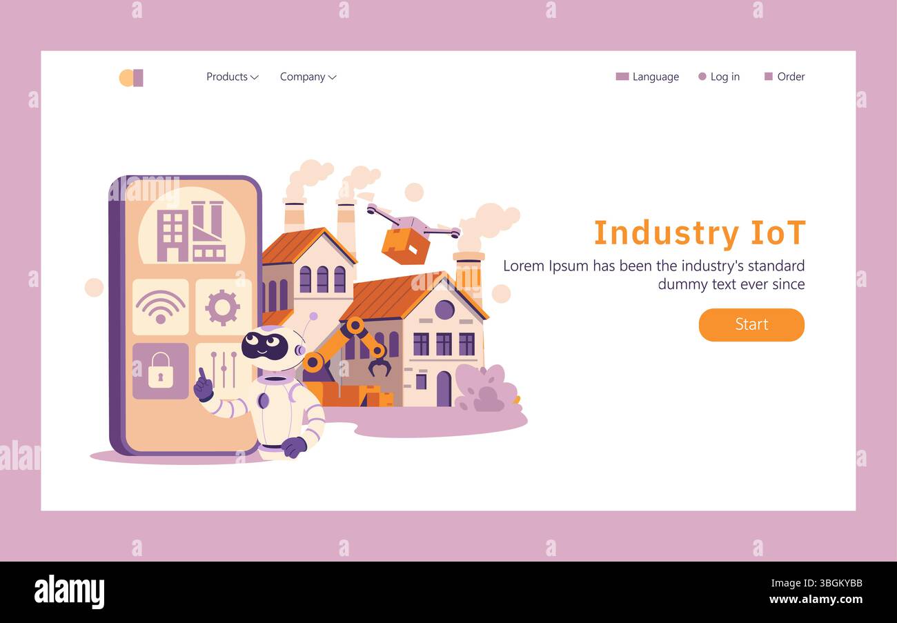 AI in Industry and Manufacturing. This illustration features a ...