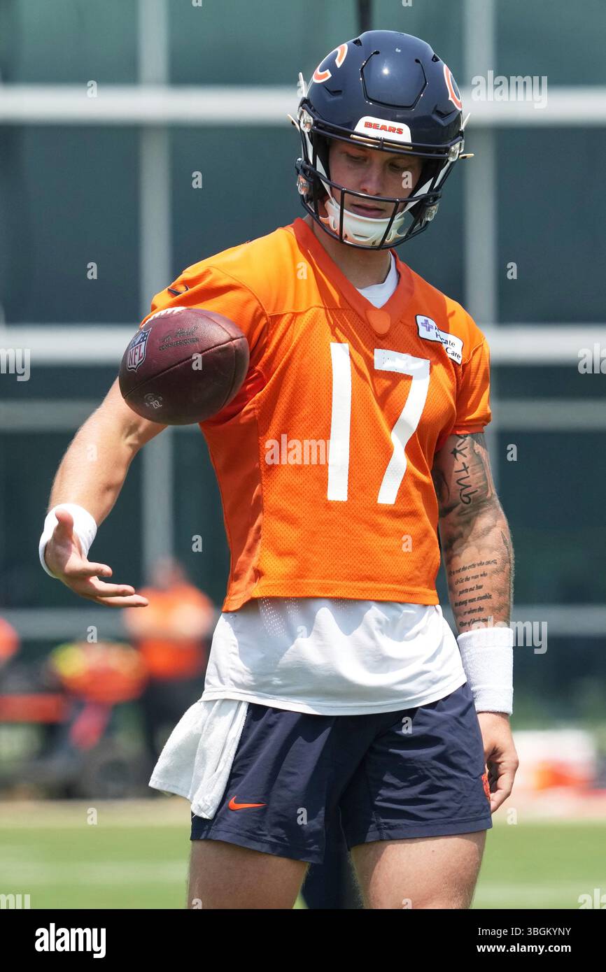 Chicago Bears quarterback Tyson Bagent plays with a ball during NFL ...