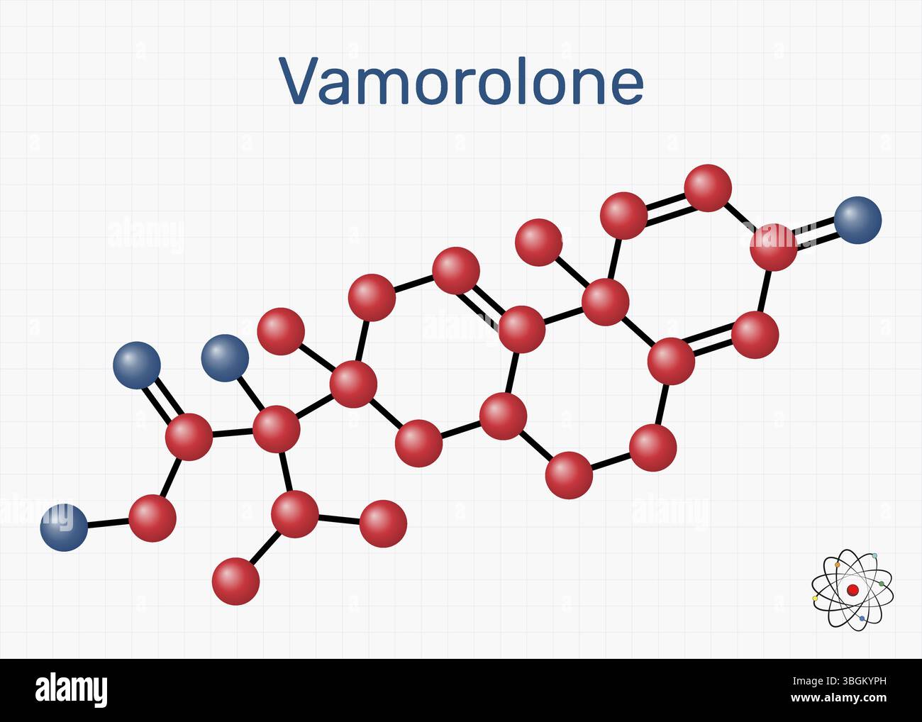 Vamorolone corticosteroid molecule. Synthetic steroid drug, treat ...